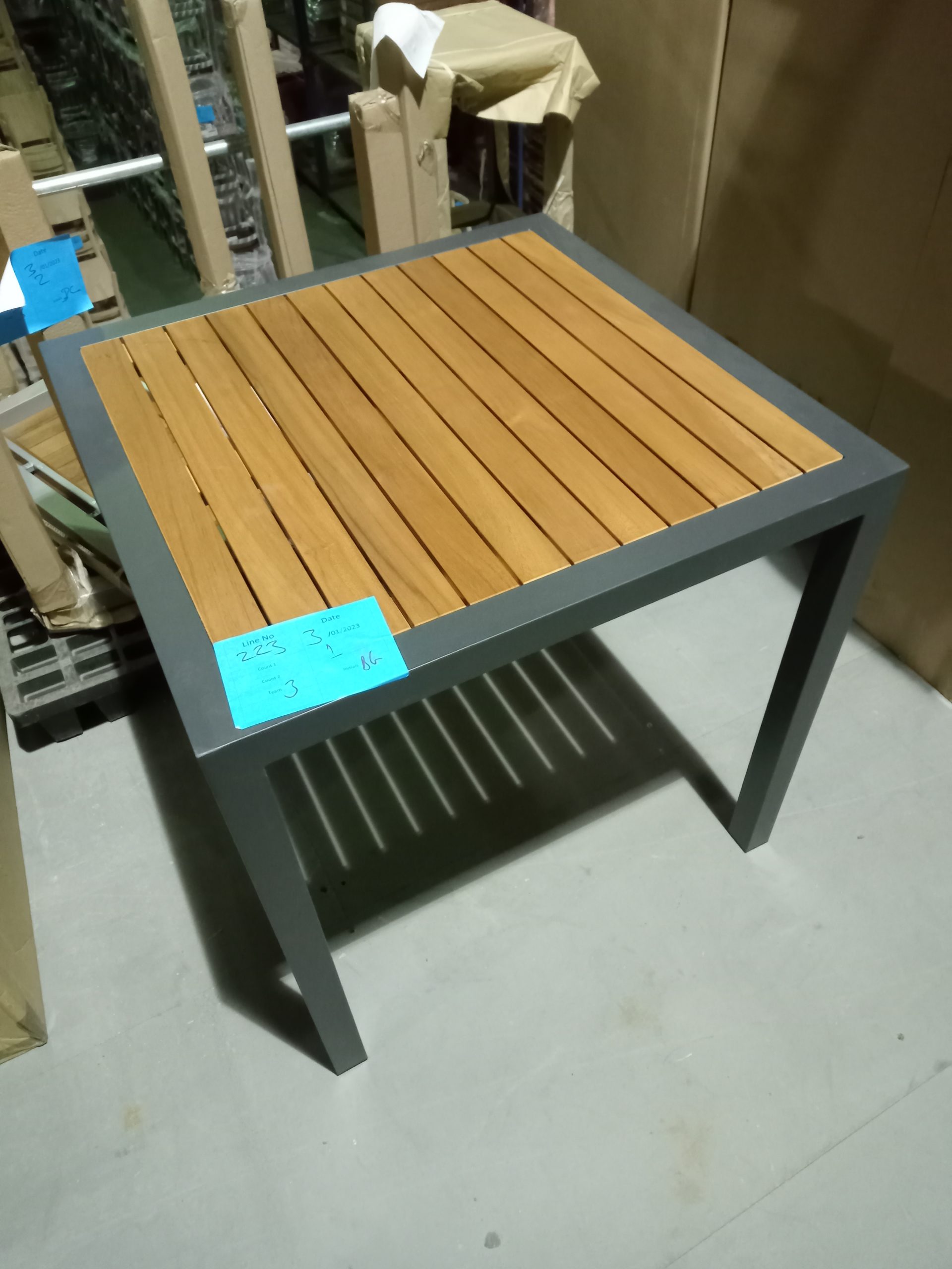 BREW TABLE SQ TEAK ANTHRACITE 750mm | buk